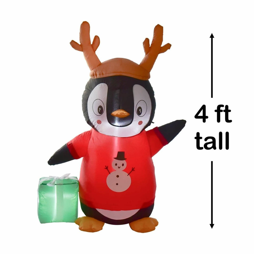 4' Ft Present Penguin l Outdoor Christmas Decorations l Fun Little Toys ...
