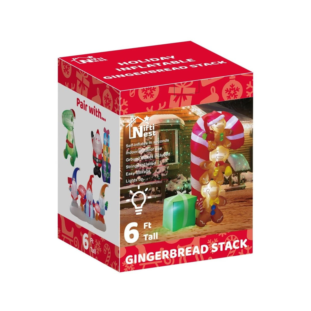 6' Ft Gingerbread Stack Holiday Inflatable l Fun Little Toys ...