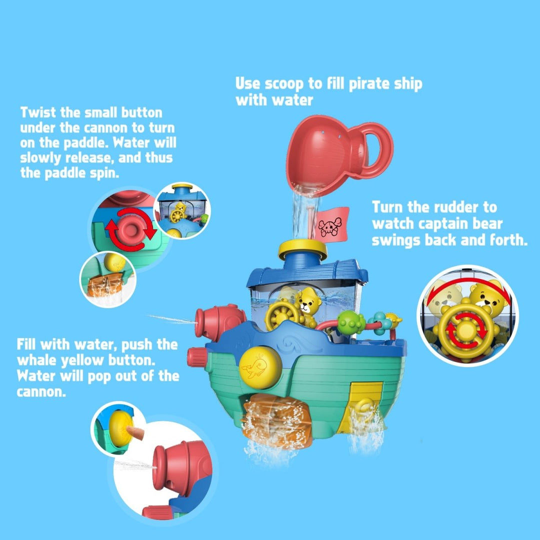 Captain Bear's Pirate Ship Set 8 pcs | Fun Little Toys – funlittletoys