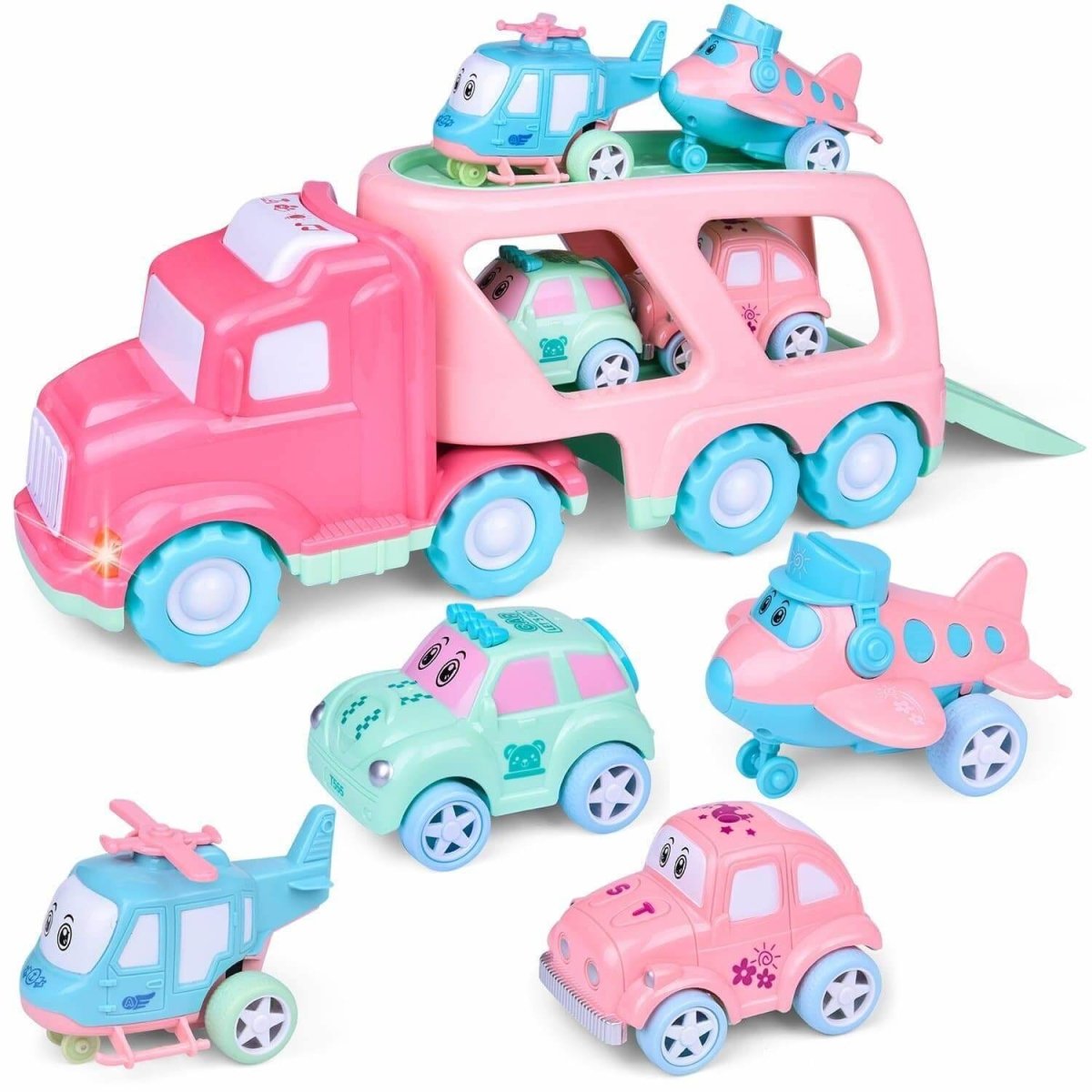 Cartoon Vehicles with Carrier Truck-Wholesale | Fun Little Toys ...