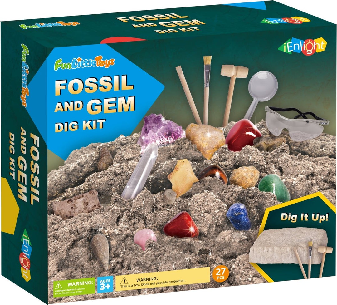 Fossil and Gem Dig Kit | Fun Little Toys – funlittletoys